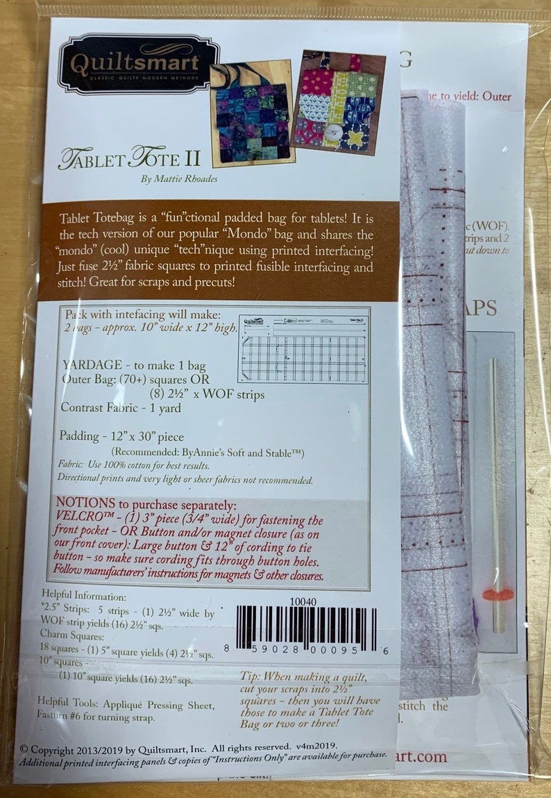 Tablet Tote Bag Fun Pack Pieced Quilting Pattern From - Etsy