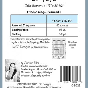 Lil Jojo Table Runner Quilting Pattern From G.E. Quilt Designs BRAND ...