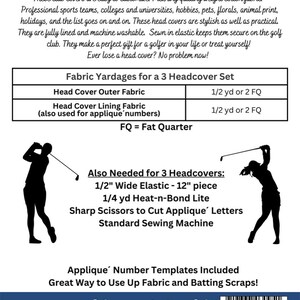 Golf Head Cover Sewing Pattern, From Easy Piecy Quilts BRAND NEW ...