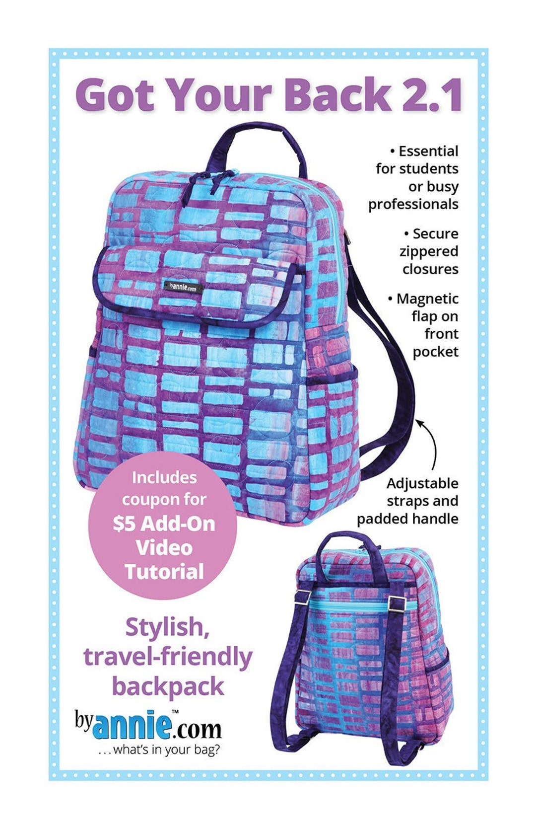 Got Your Back 2.1 Stylish Backpack Sewing, Quilting Pattern From ...