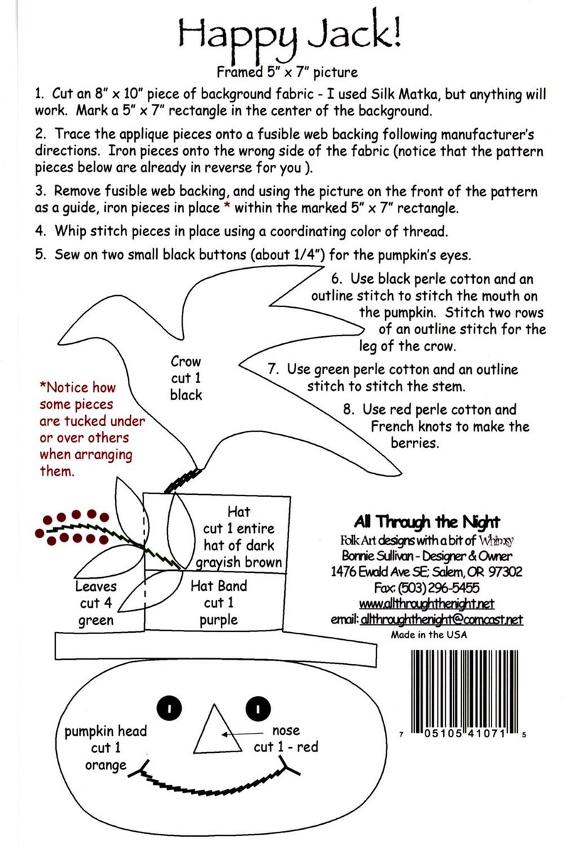 Happy Jack Sewing Pattern From All Through the Night BRAND NEW, See ...