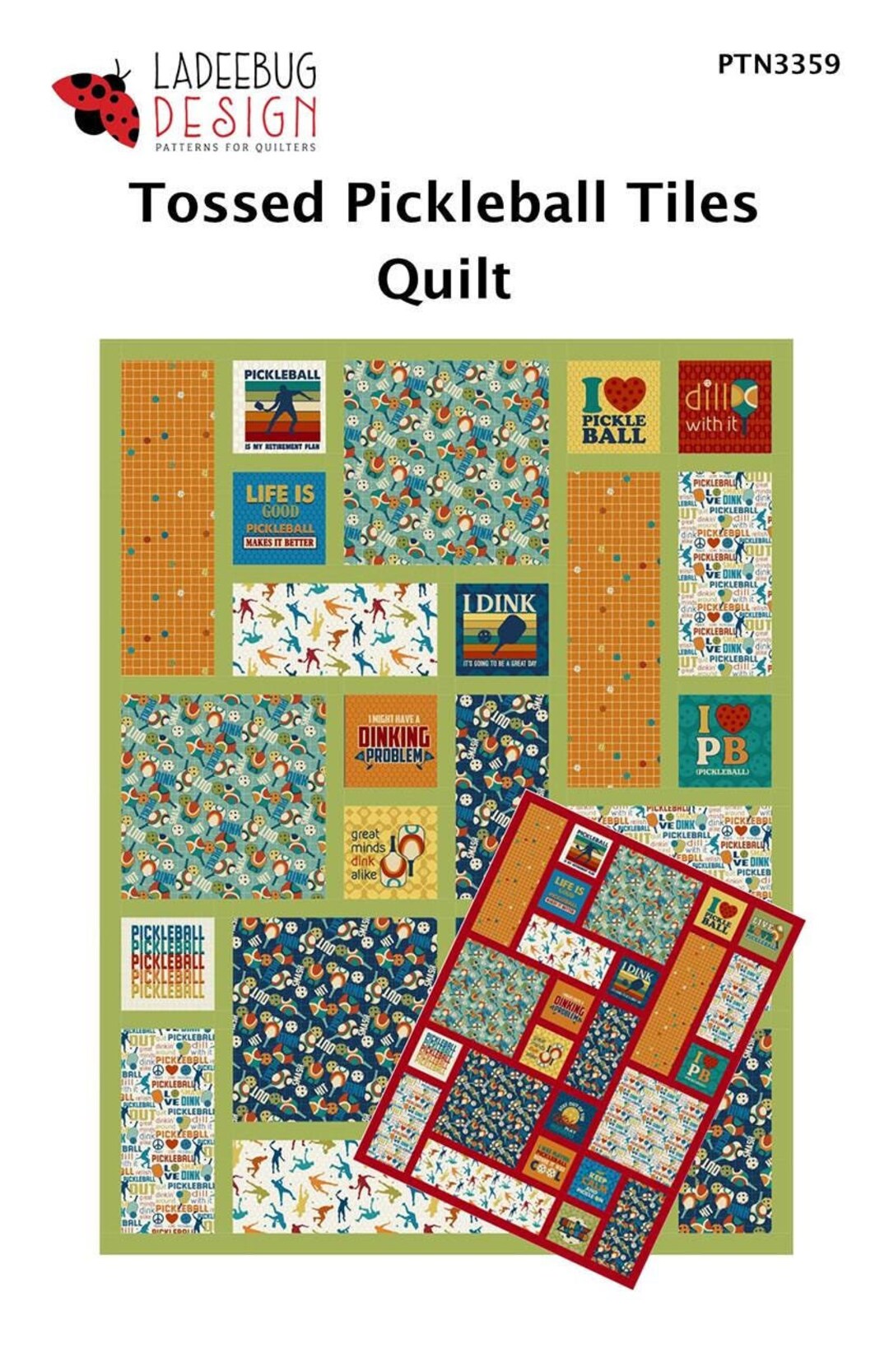 Tossed Pickleball Tiles Quilt Quilting Pattern, From Ladeebug Designs ...