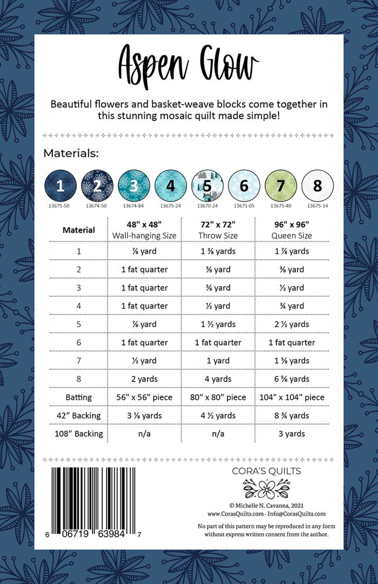 Aspen Glow Quilt Quilting and Sewing Pattern, From Cora's Quilts BRAND ...
