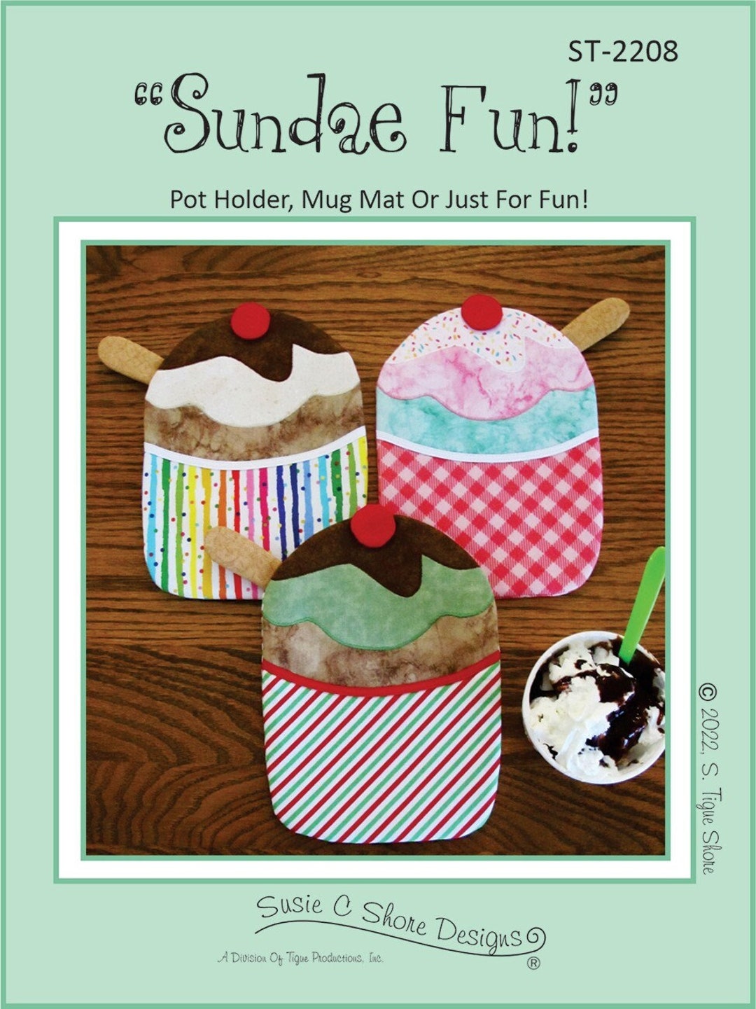 Sundae Fun Pot Holder, Mug Mat Sewing Pattern, From Susie C. Shore ...