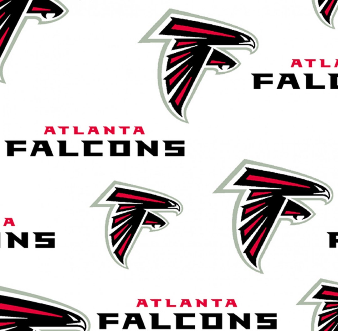 NFL Football Atlanta Falcons on White Woven Cotton Fabric Priced by the ...