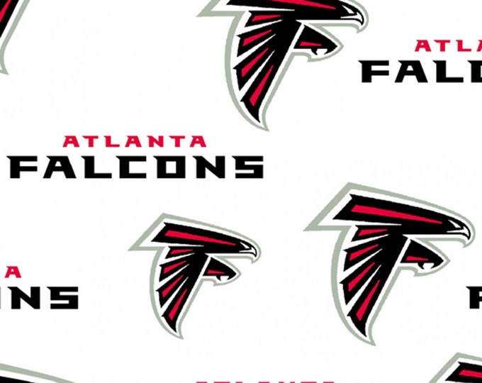 NFL Football Atlanta Falcons on White Woven Cotton Fabric Priced by the ...
