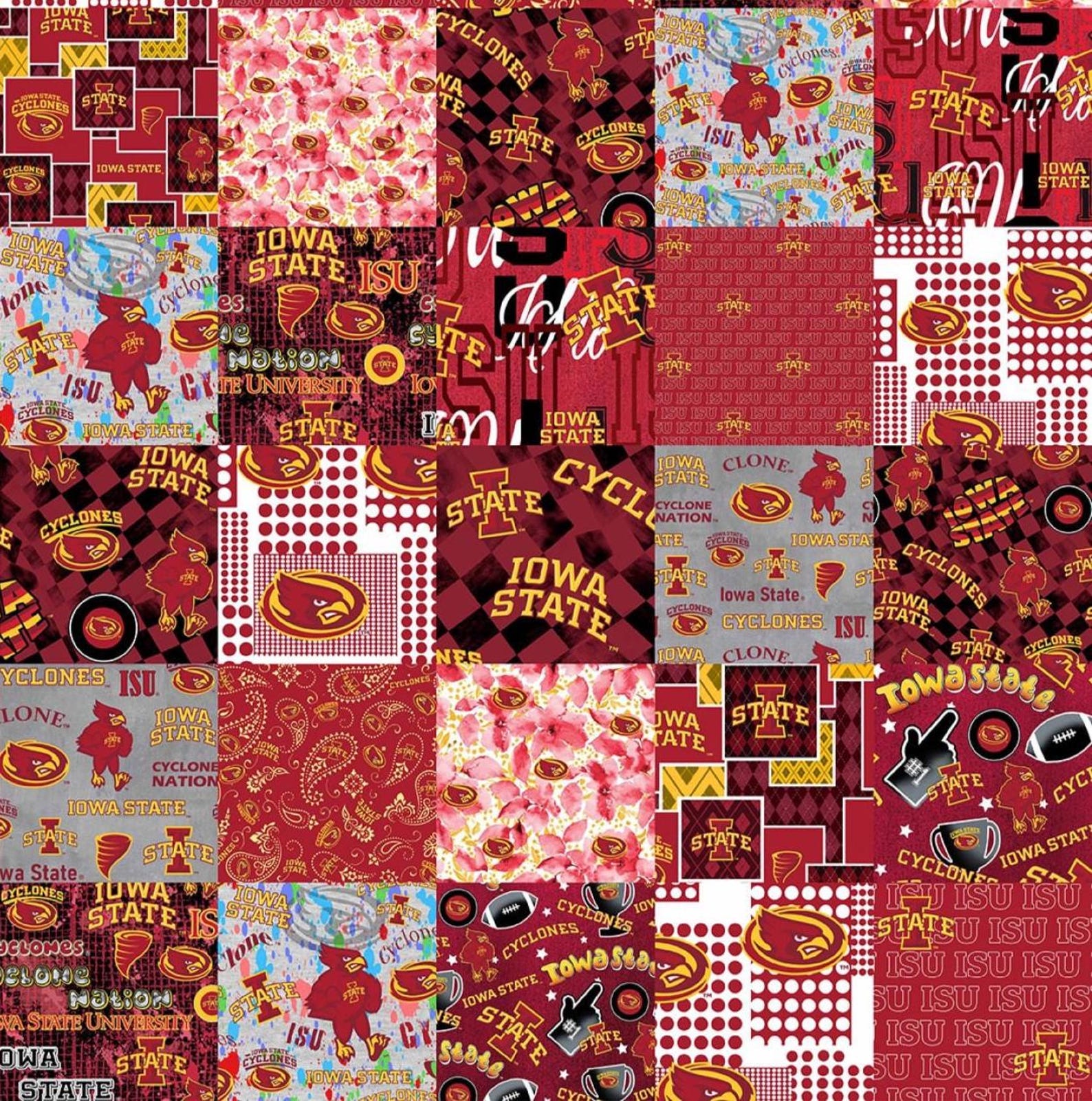 NCAA Iowa State University Cyclones Cheater Quilt Cotton Fabric Priced ...