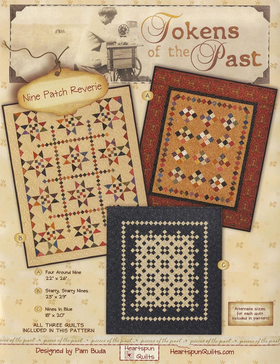 Tokens of the Past Nine Patch Reverie Quilt Quilting Pattern, From ...