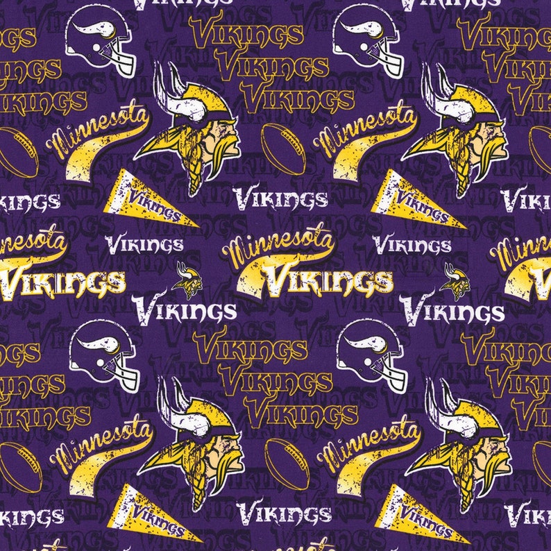 NFL Football Minnesota Vikings Pennants Woven Cotton Fabric Priced by ...