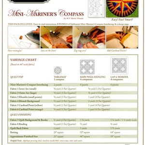 Mini Mariners Compass Pack Pieced Quilting Pattern From Quiltsmart Patterns NEW, Please See ...
