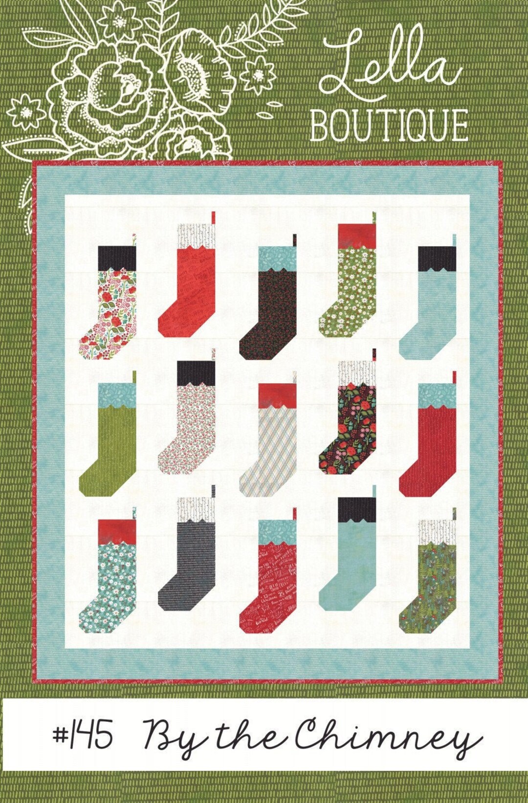 By the Chimney Stockings Quilt Quilting Pattern, From Lella Boutique ...