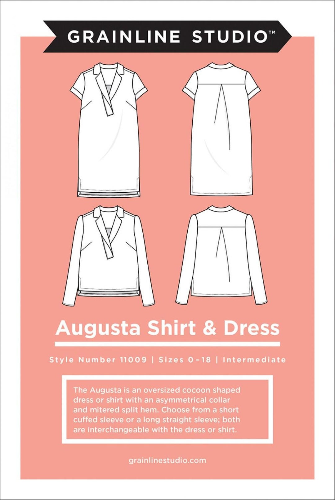 Augusta Shirt and Dress Sewing Pattern, Sizes 0-18, From Grainline ...