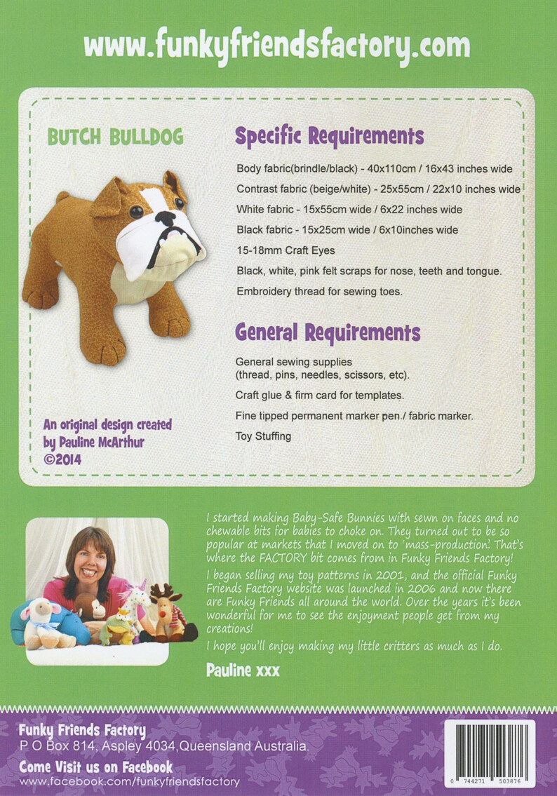 Butch and Bella Bulldogs Plush Toy Sewing Pattern From Funky Friends ...