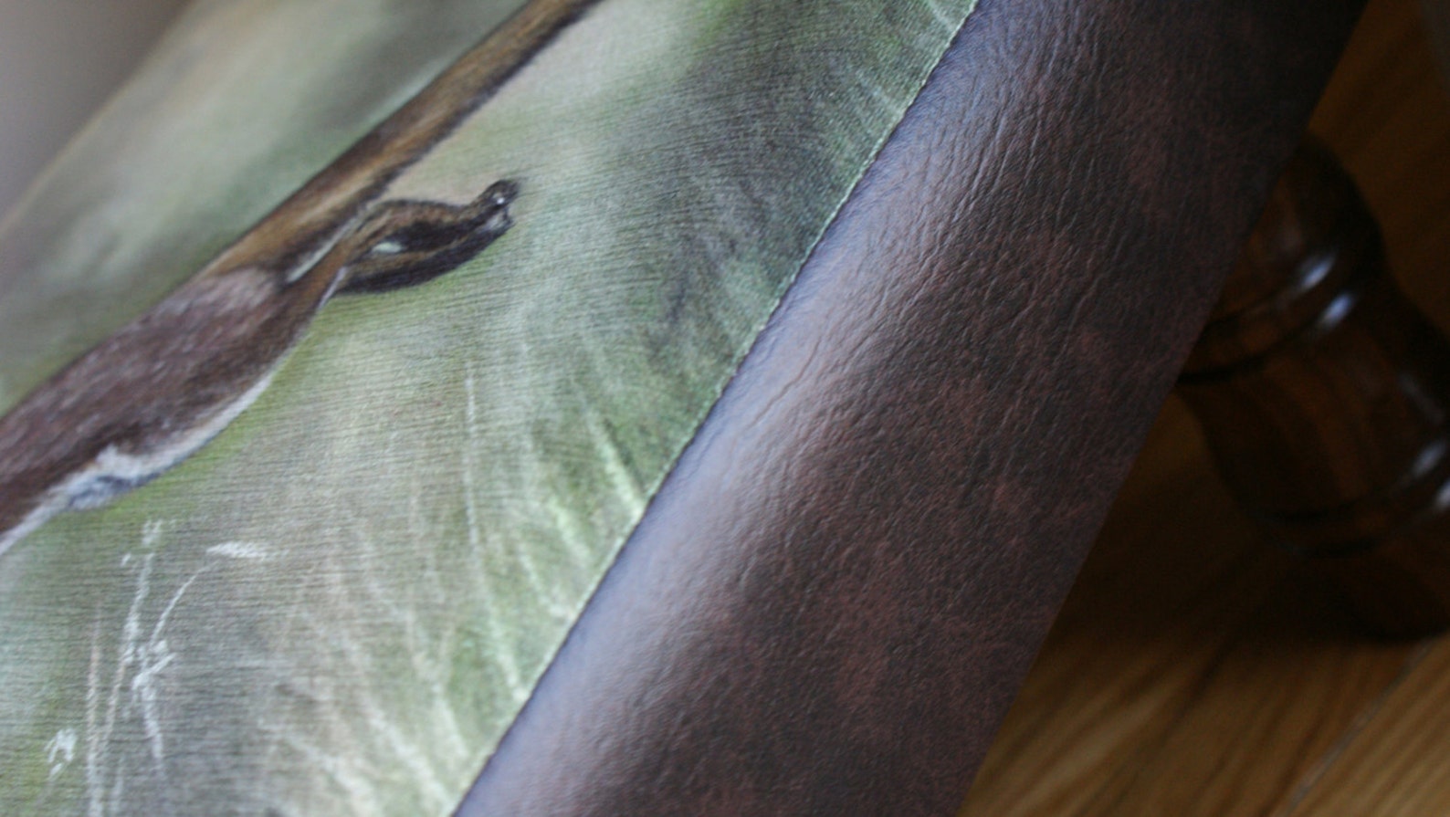 Jumping Fox Art Footstool With Leather Sides and Hand Turned - Etsy
