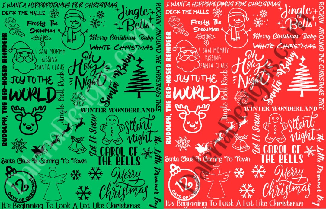 Christmas Song Collage - 2 Designs - PNG & SVG Files Only - Etsy