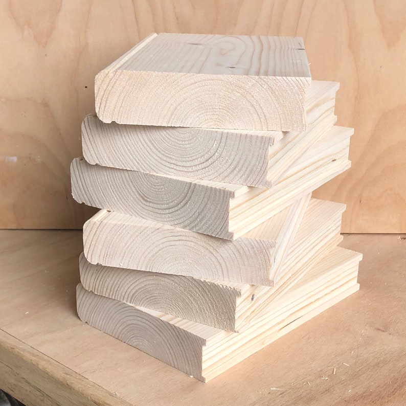 Set of 6 Faux Book Blanks / Raw Wood Book Blanks / DIY Wood | Etsy