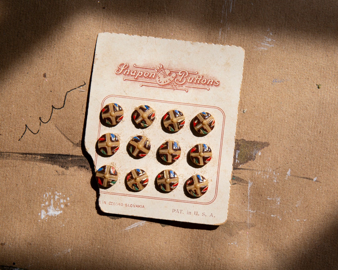 Set of 12 1920s Snap on Glass Buttons Made in Czechoslovakia. Hand ...