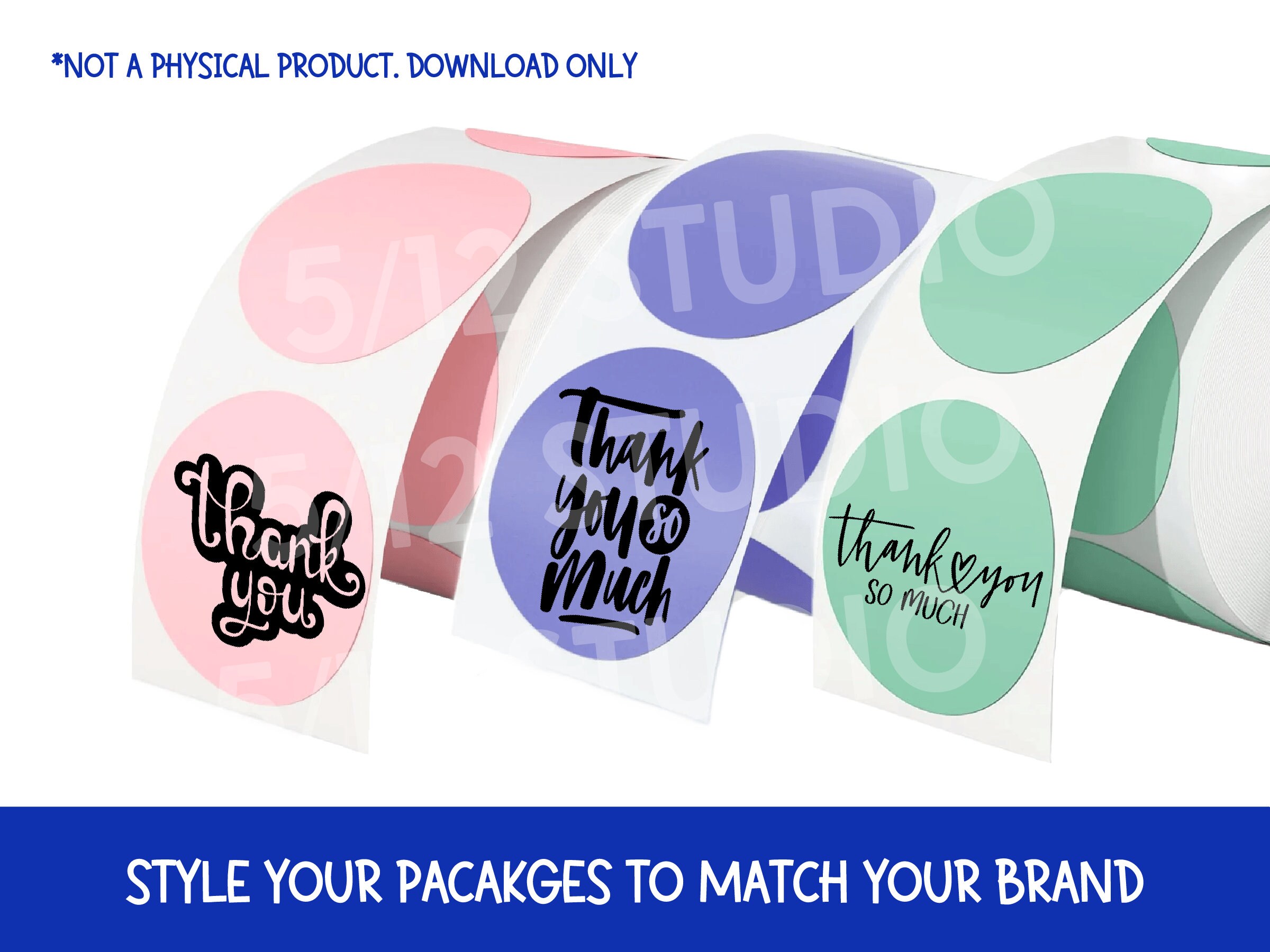 Thank You Bundle 2 PNG Thermal Printer Packaging Labels Download Label 2 Round PNG/JPEG Stickers ...