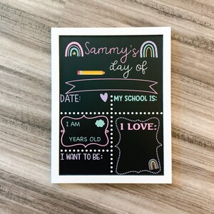 Boho Rainbow Back to School Chalkboard Sign, First Day of School Sign ...