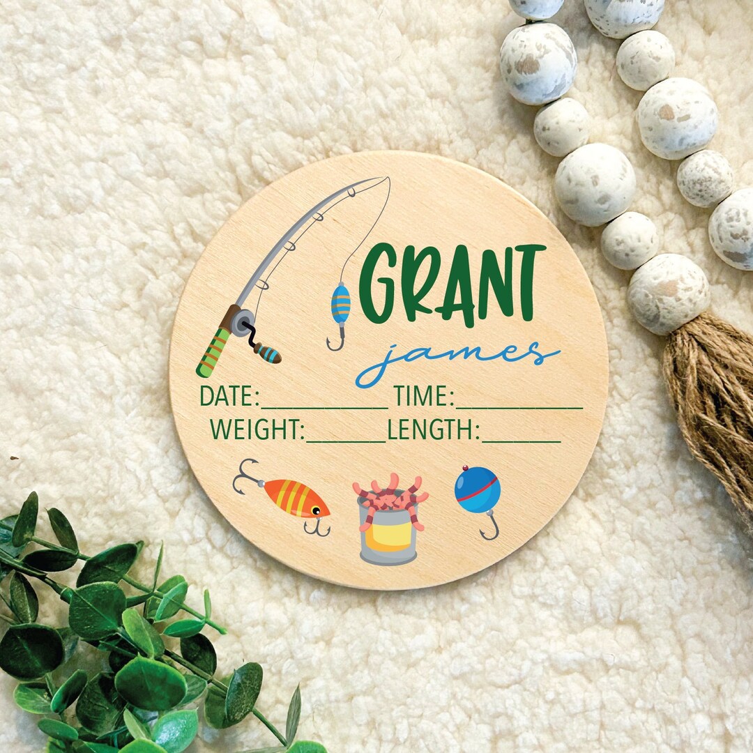 Baby Birth Stats Sign, Fishing Baby Stats, Personalized Baby Birth Stat ...