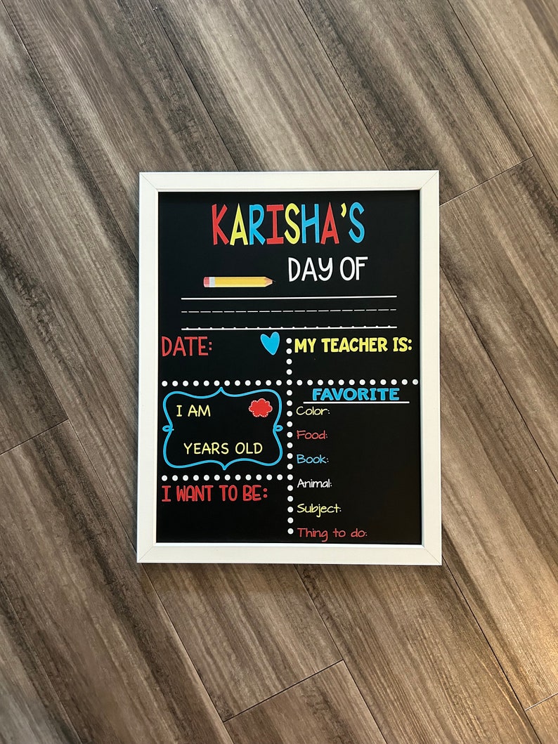 First Day of School Sign Reusable, Back to School Chalkboard Sign ...