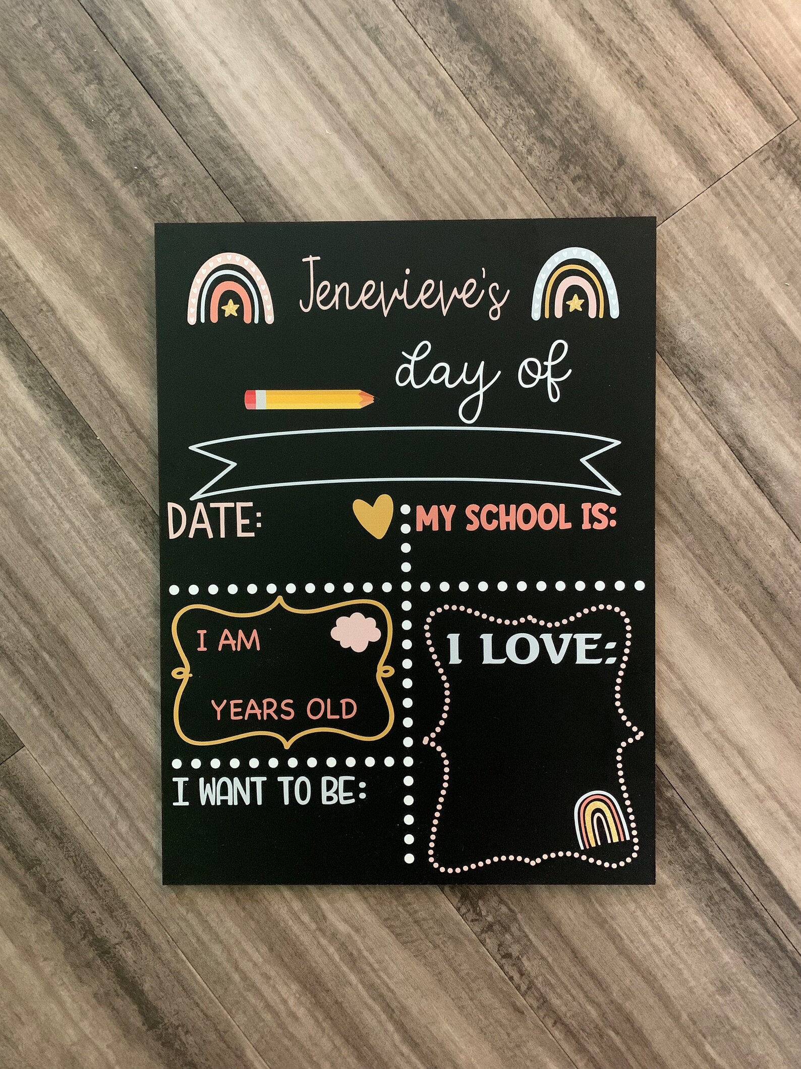 Boho Rainbow Back to School Chalkboard Sign Rainbow Milestone - Etsy