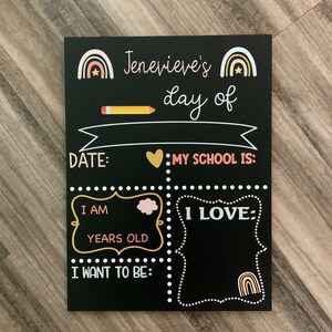 Boho Rainbow Back to School Chalkboard Sign, Rainbow Milestone Board ...
