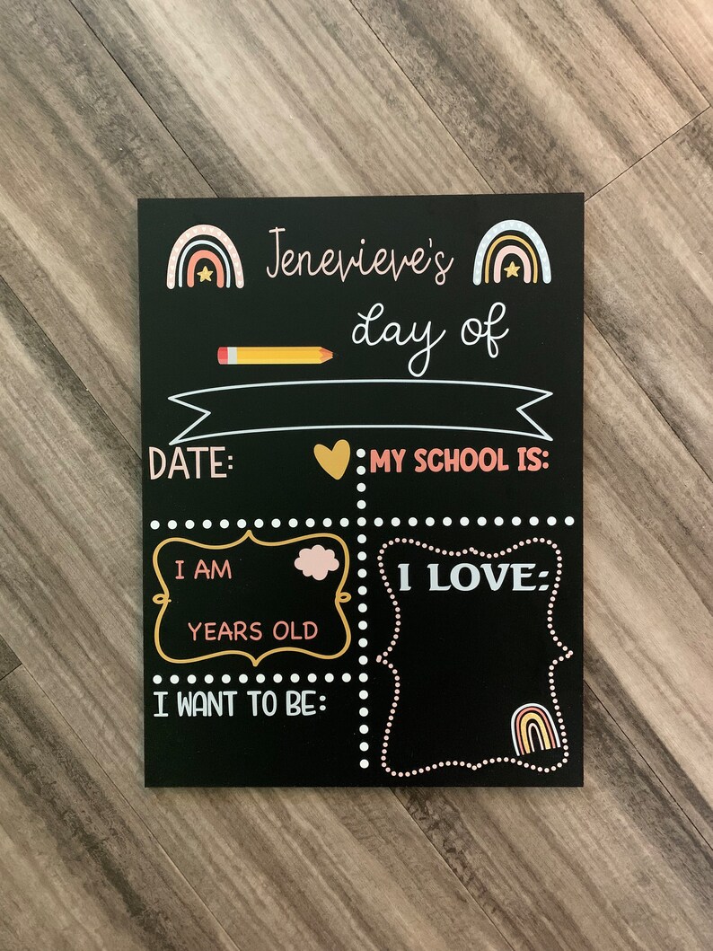 Boho Rainbow Back to School Chalkboard Sign Rainbow Milestone - Etsy