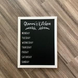 Personalized Chalkboard Menu, Weekly Menu Chalkboard, Menu Sign ...