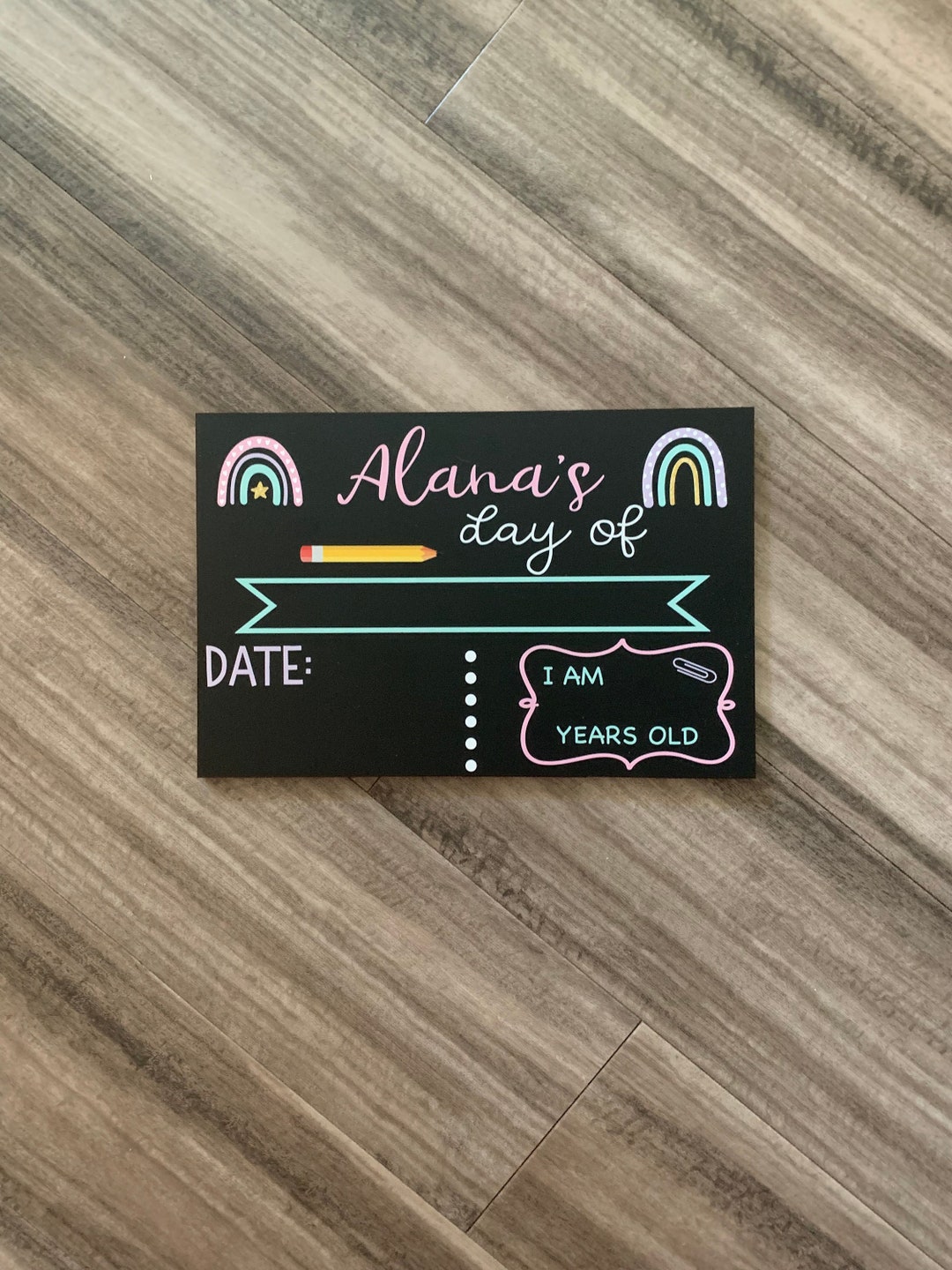 Boho Rainbow Personalized School Chalkboard Sign, Back to School ...