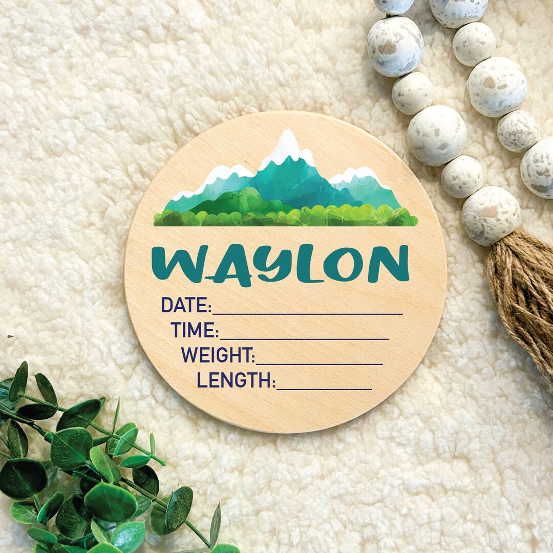Mountain Birth Stats Sign, Personalized Baby Birth Stat Sign, Wood ...