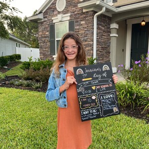 Boho Rainbow Back to School Chalkboard Sign, Rainbow Milestone Board ...