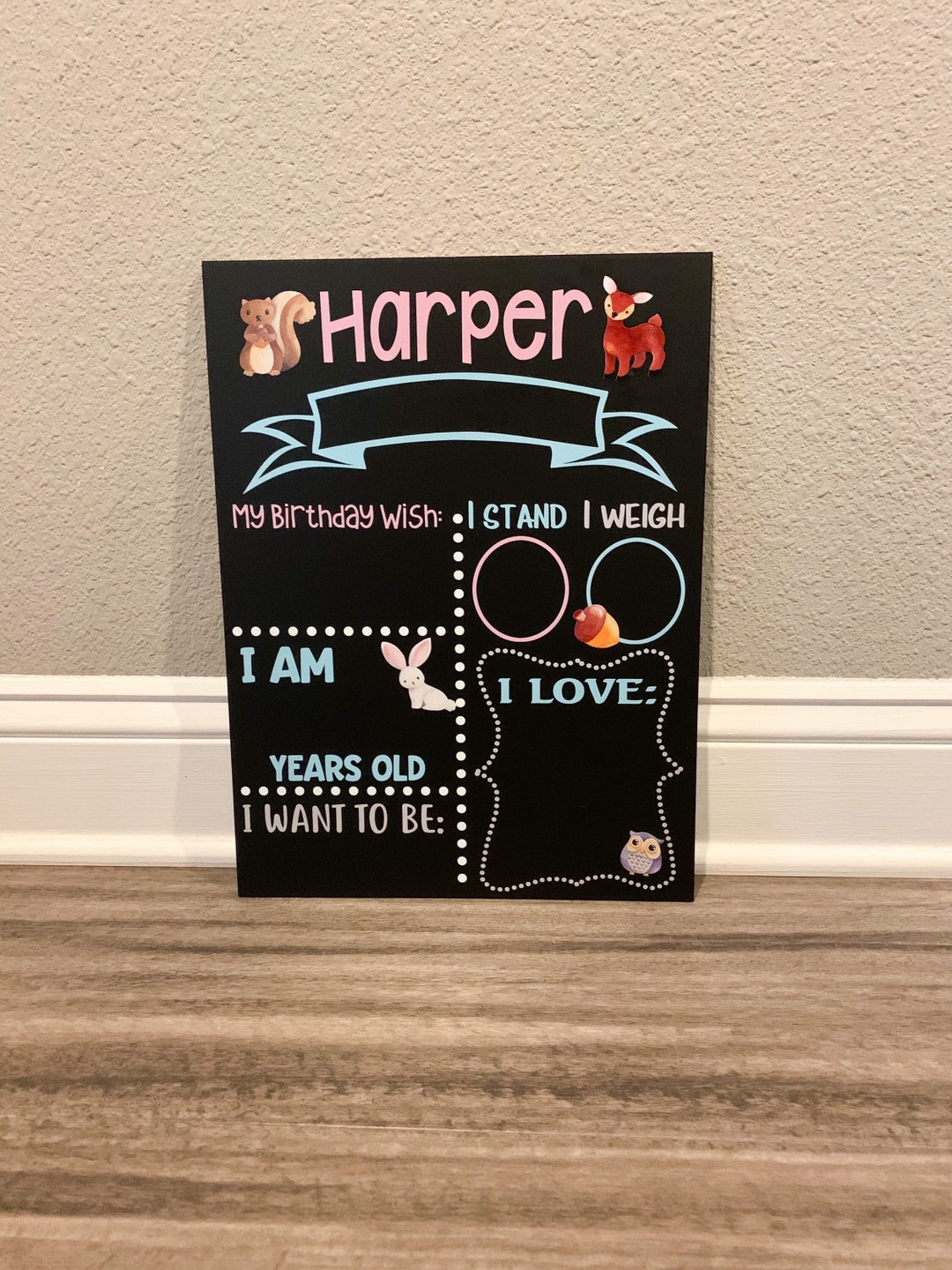 Woodland Reusable Baby Milestone Chalkboard, Baby Milestone Board ...