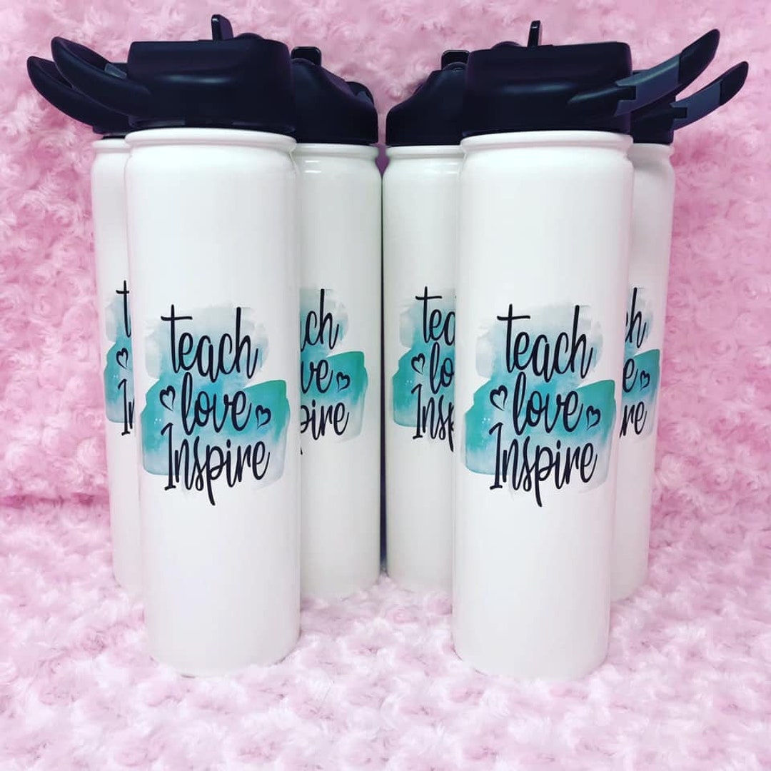 Teach Love Inspire Water Bottle, Teacher Appreciation Gift Cup, End of ...