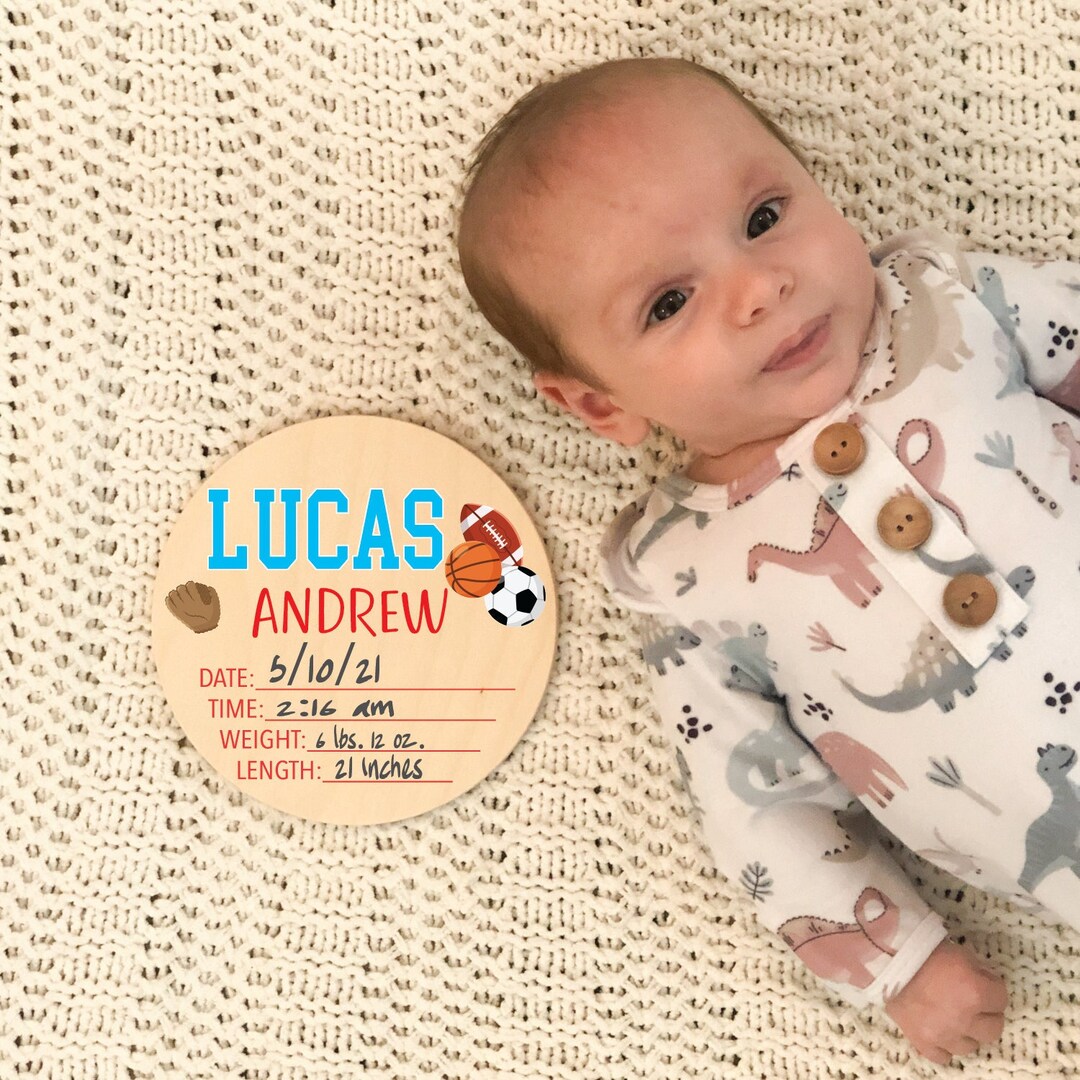 Birth Stats Sign Boy, Sports Birth Stat Sign, Newborn Name Announcement ...