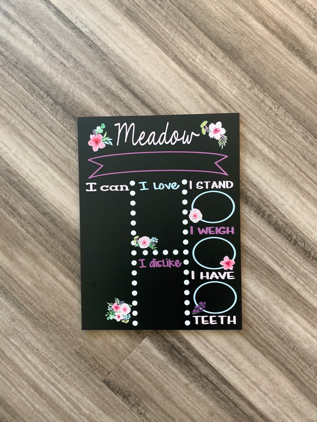Flower Baby Milestone Chalkboard, Baby Stat Board, Baby Milestone Board ...