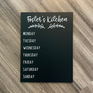 Personalized Chalkboard Menu, Weekly Menu Chalkboard, Menu Sign ...