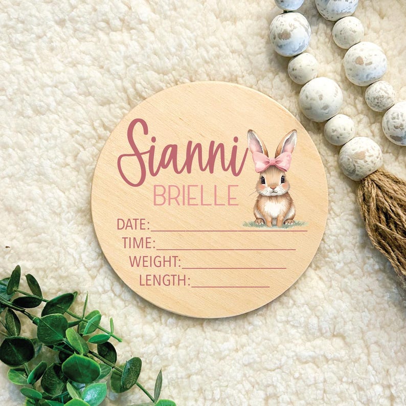 Personalized Bunny Baby Birth Stat, Birth Stats for Baby, Hospital Sign ...