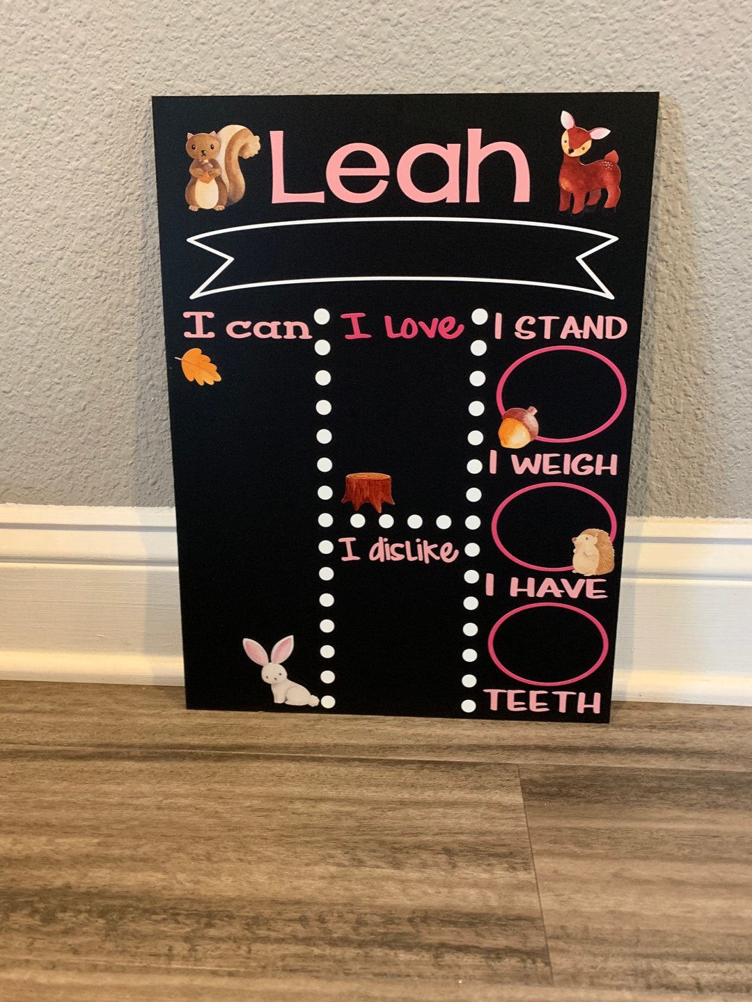 Woodland Animals Baby Milestone Board, Baby Monthly Milestone Board ...