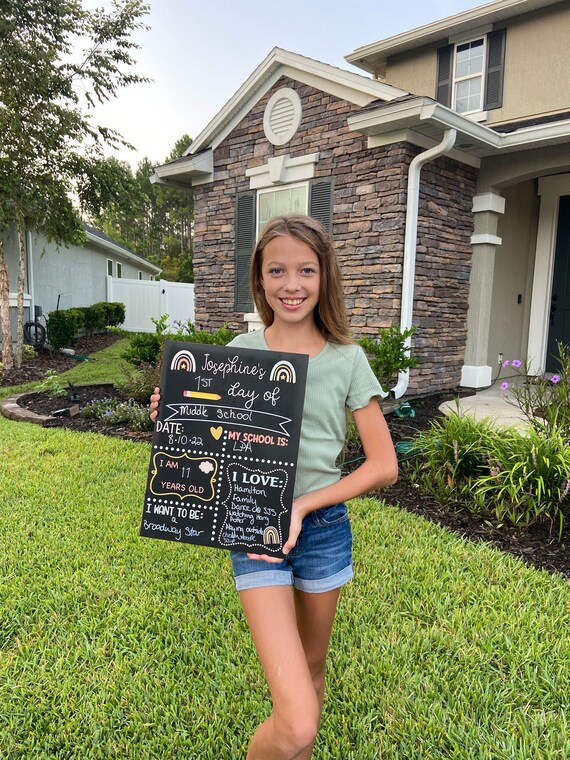 Boho Rainbow Back to School Chalkboard Sign Rainbow Milestone - Etsy