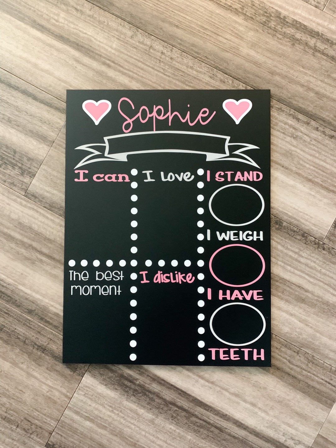 Baby Milestone Chalkboard, Monthly Milestone Board, Heart Baby Shower ...