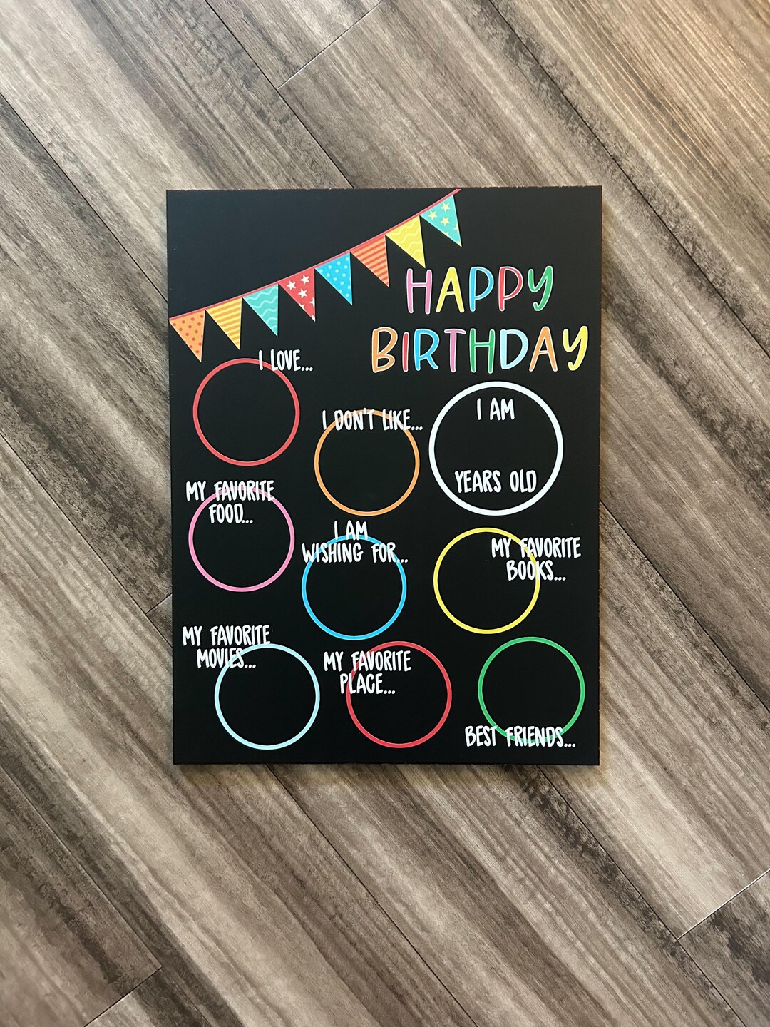 Reusable Birthday Milestone Chalkboard Sign With Favorites, Primary ...