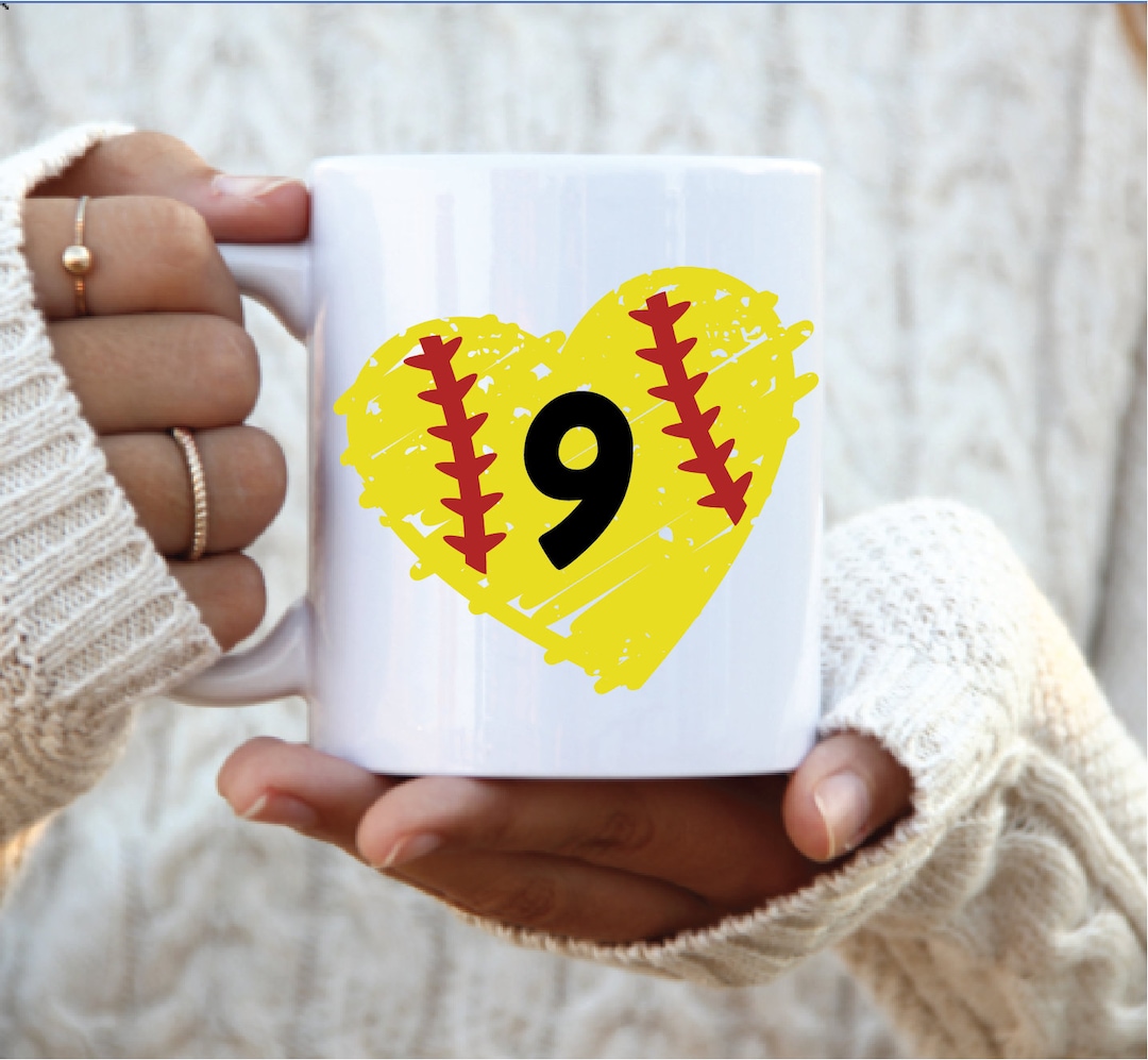 Heart Softball Personalized Coffee Mug, softball mom mug, softball dad ...