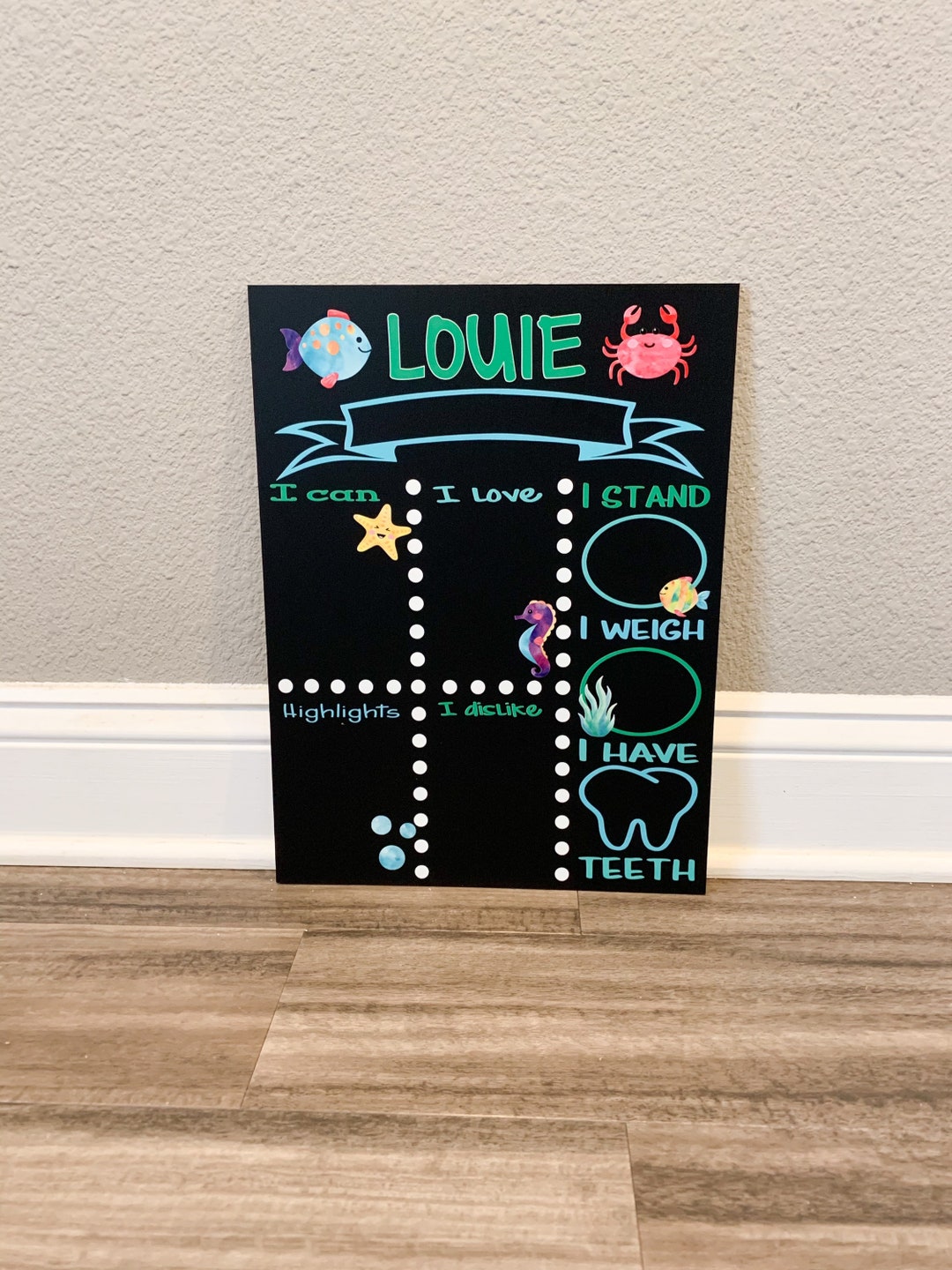 Under the Sea Milestone Chalkboard, Baby Stat Board, Baby Milestone ...