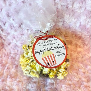 Popcorn Valentine Tag, Non Candy Valentines for Class, Personalized ...