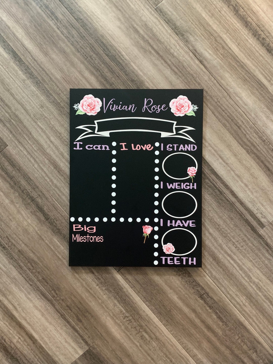 Rose Baby Milestone Chalkboard, Baby Stat Board, Baby Milestone Board ...