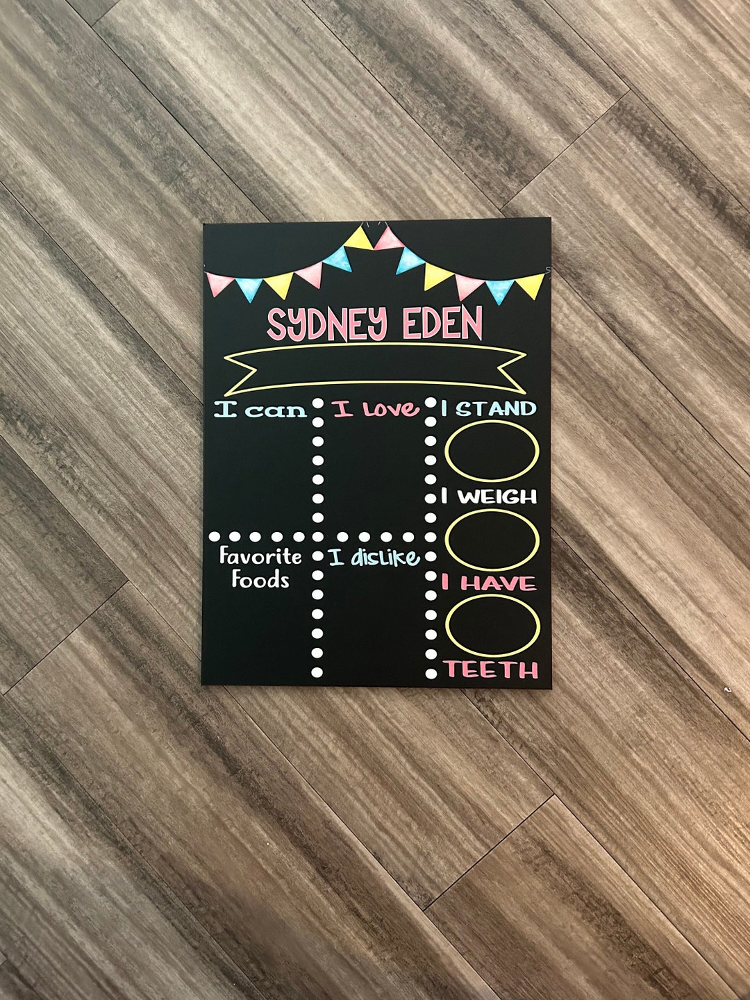 Baby Milestone Chalkboard, Baby Stats Sign, Baby Milestone Board ...