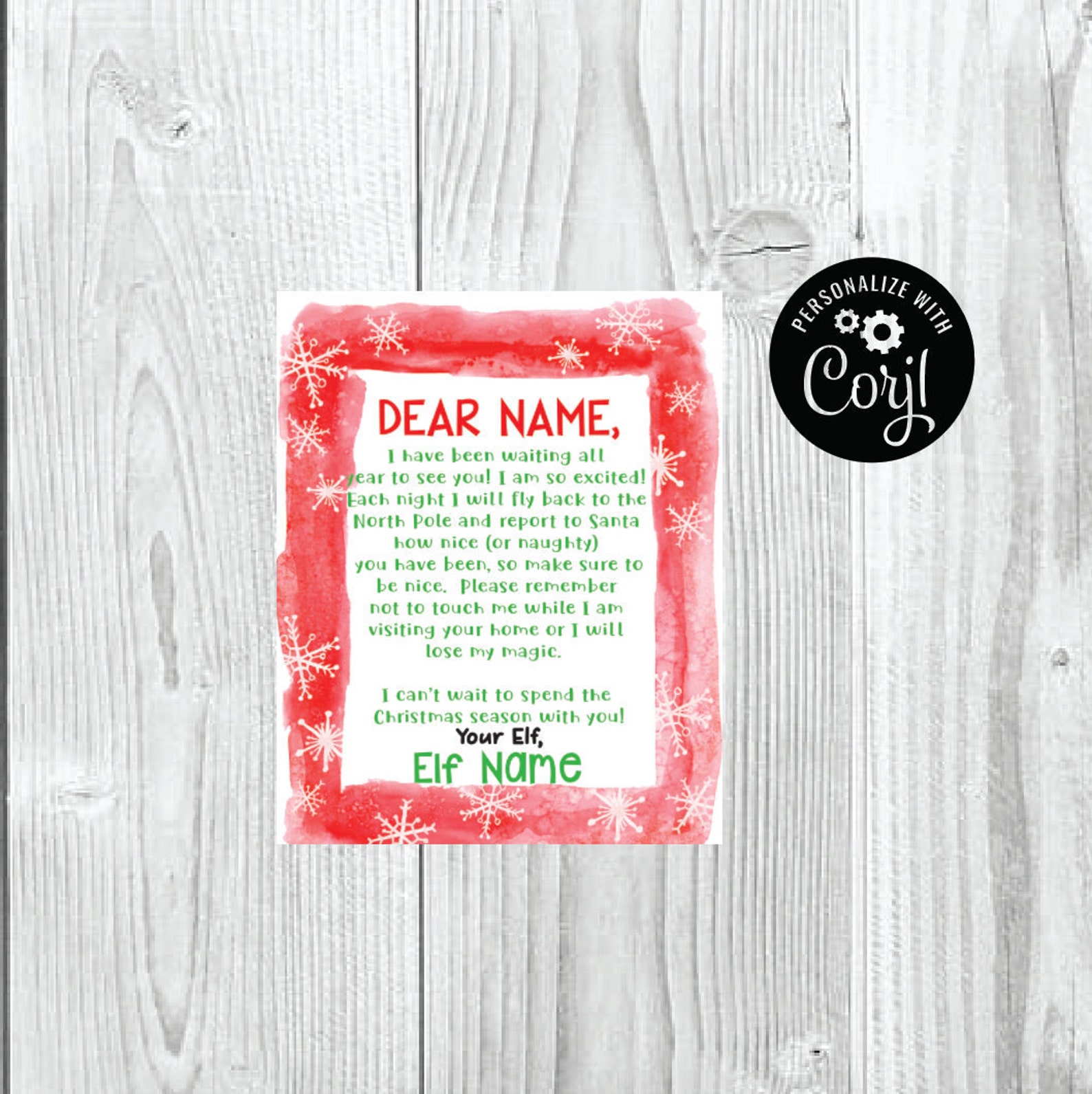 Letter From Elf EDITABLE DIGITAL DOWNLOAD Personalized Elf | Etsy