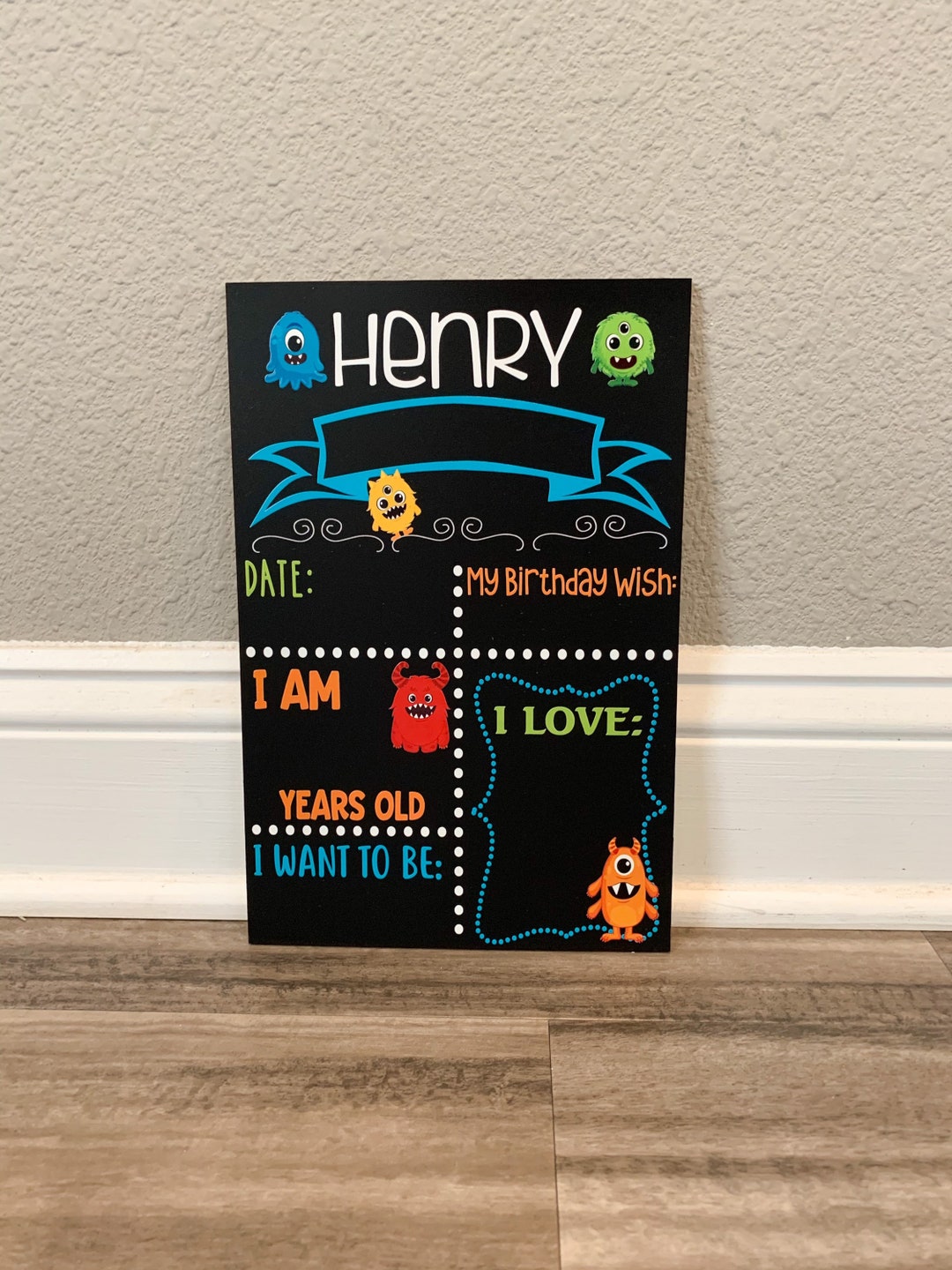 Monster Birthday Sign, Monster Birthday Milestone Board, Birthday ...