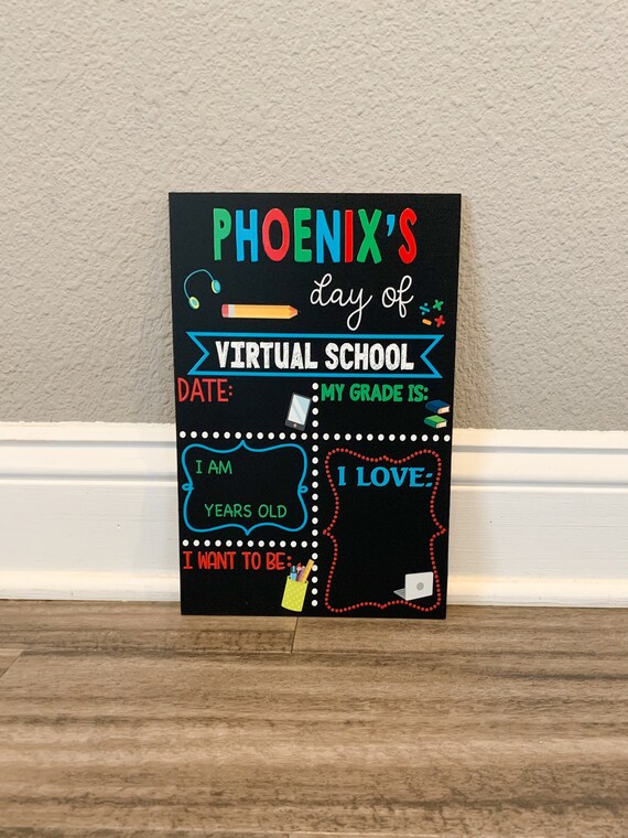 First and Last Day of Virtual School Chalkboard Sign Back to - Etsy